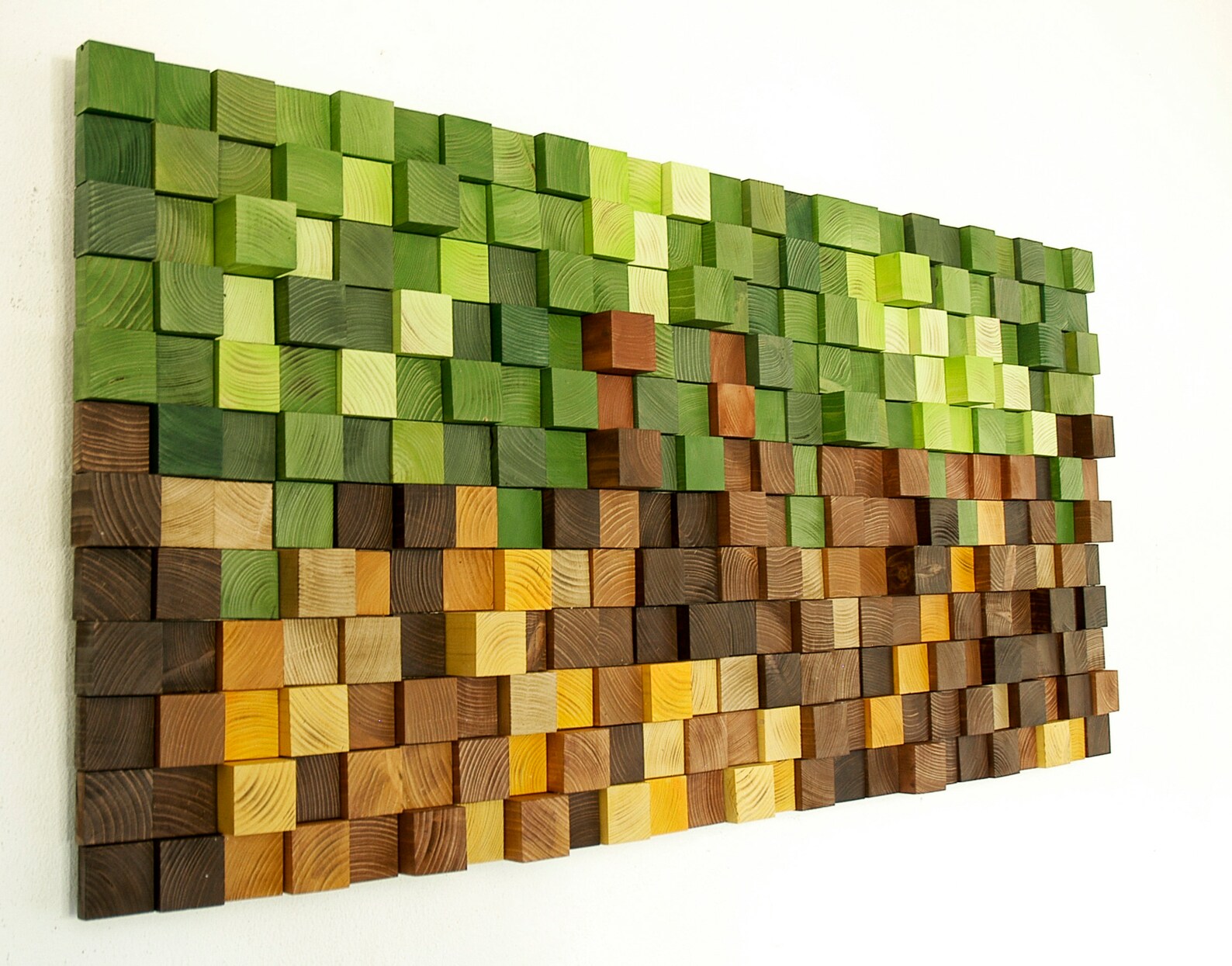 Minecraft Wood Wall Art Wood Wall Decor Wooden Mosaic - Etsy