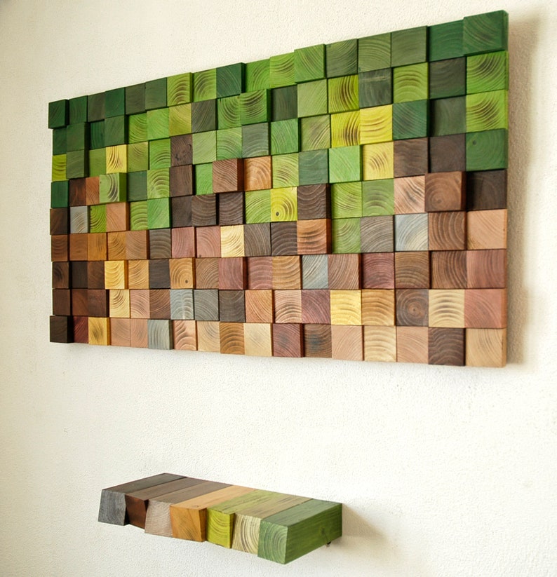 Minecraft Floating Shelf Wood Wall Art Minecraft Wood Wall | Etsy