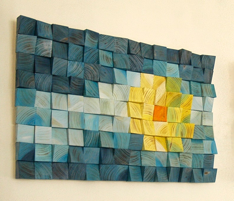 Simple flower yellow Painting Wood Wall Art wood wall decor | Etsy