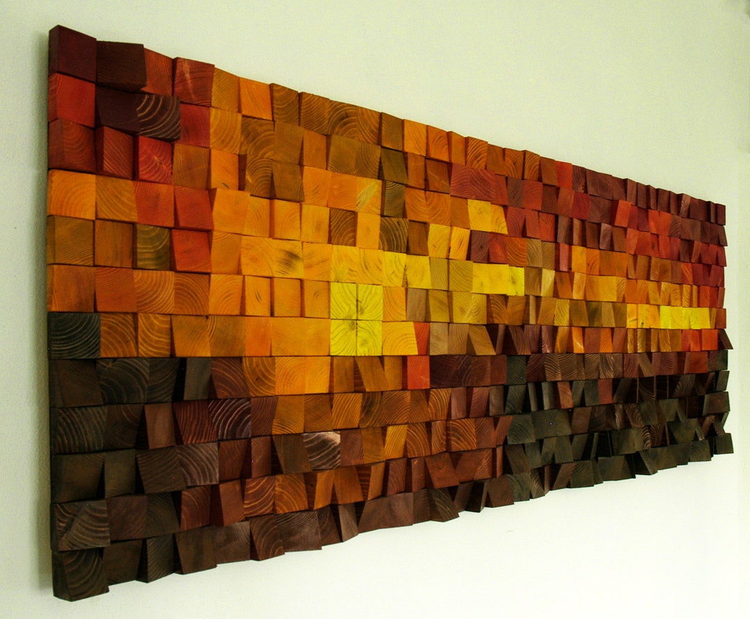 Magma, Wood Wall Art, Wall Decor, Wooden Mosaic, Abstract Art, Wall ...