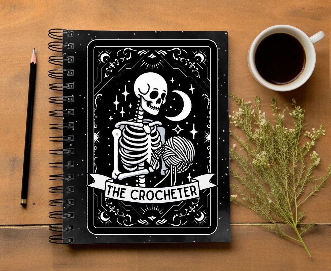 Crocheter Tarot Card Gift, Cute Crochet Notes Spiral Notebook, Skeleton ...