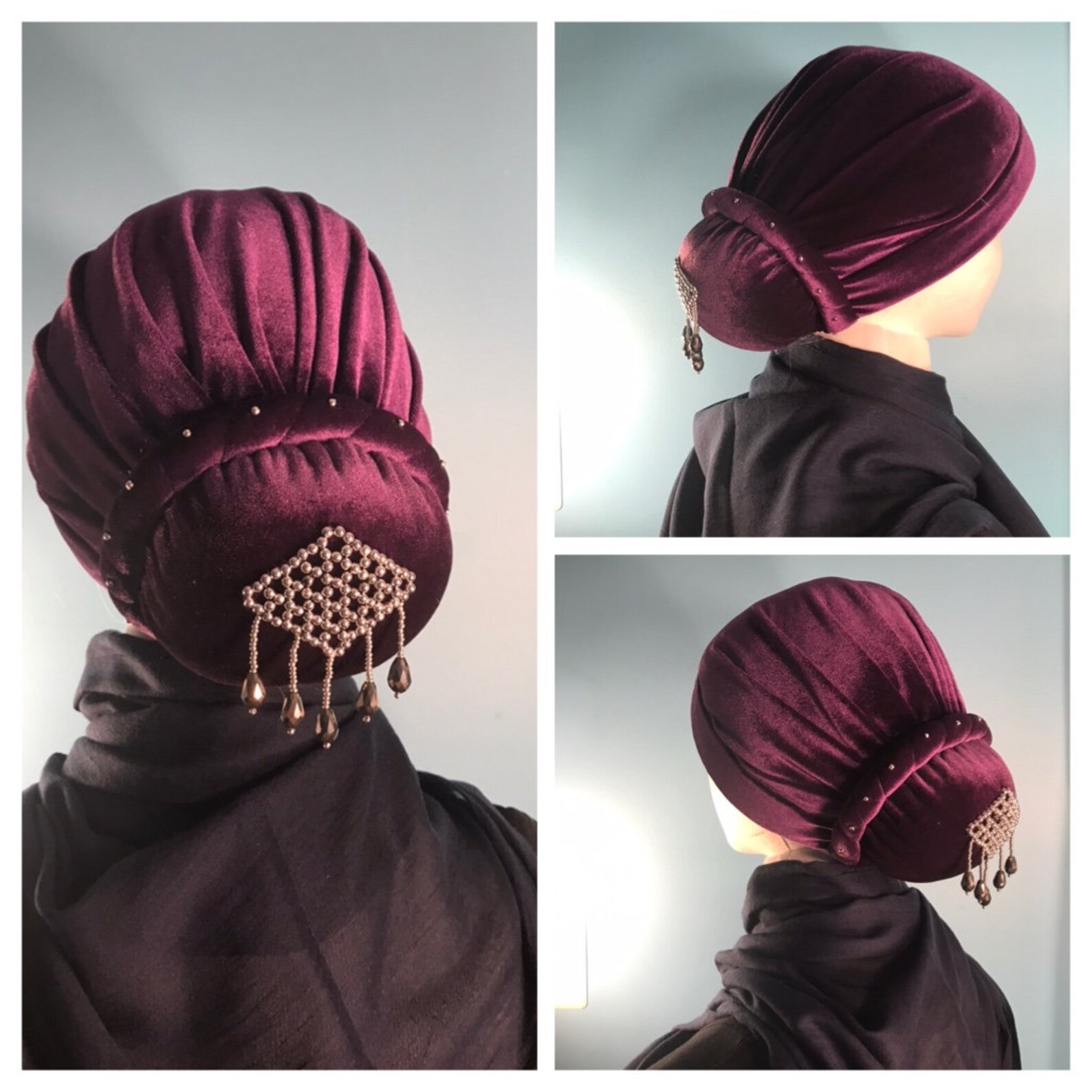 Velvet Low Bun Cap -large Size- Several Colour Variations Available - Etsy