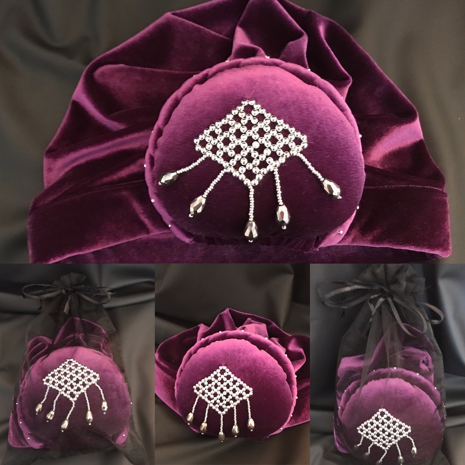 Velvet Low Bun Cap -large Size- Several Colour Variations Available - Etsy