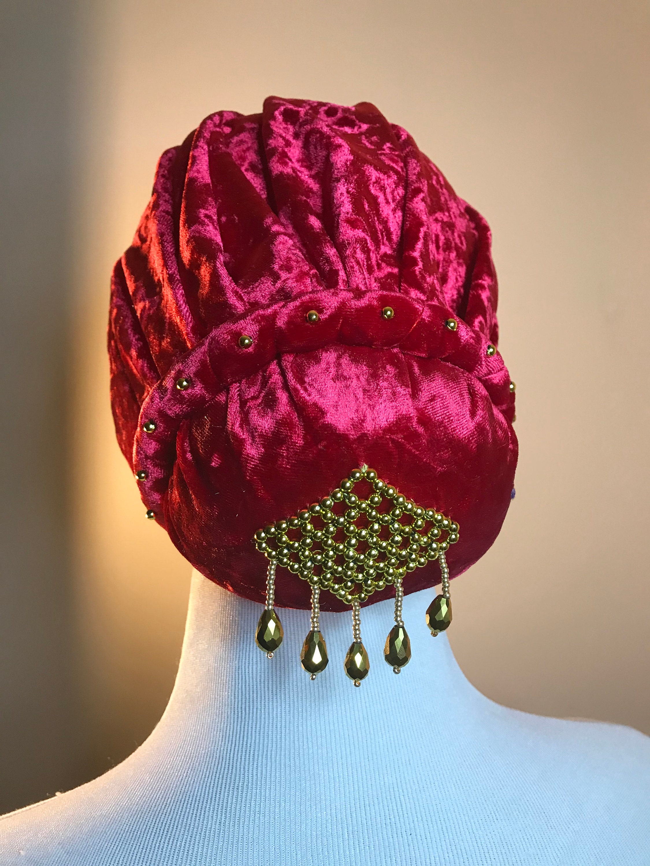 Red Low Bun Velvet Cap- Large Size - Etsy