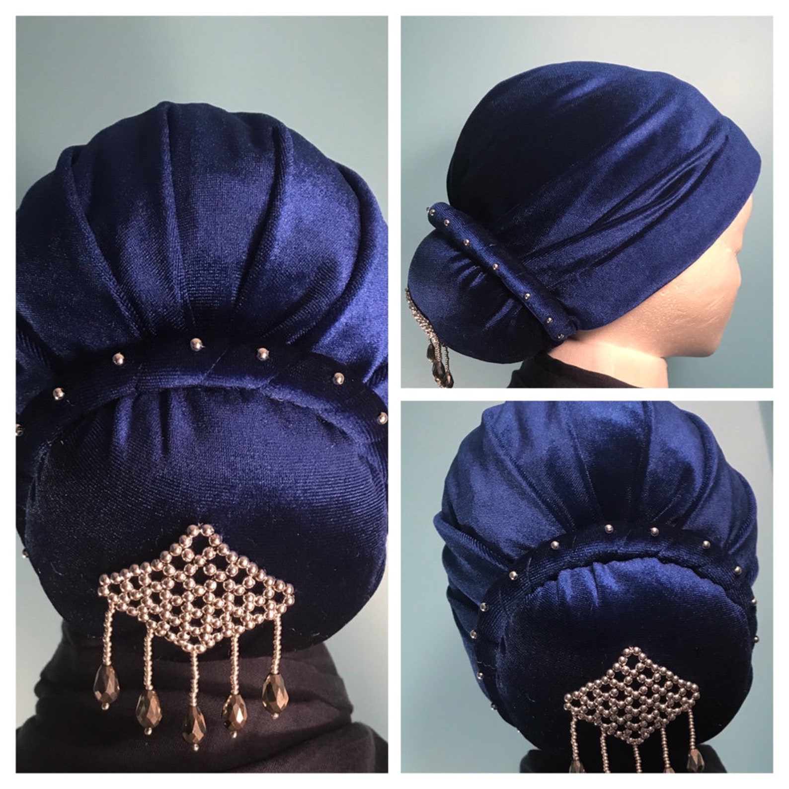 Velvet Low Bun Cap -large Size- Several Colour Variations Available - Etsy