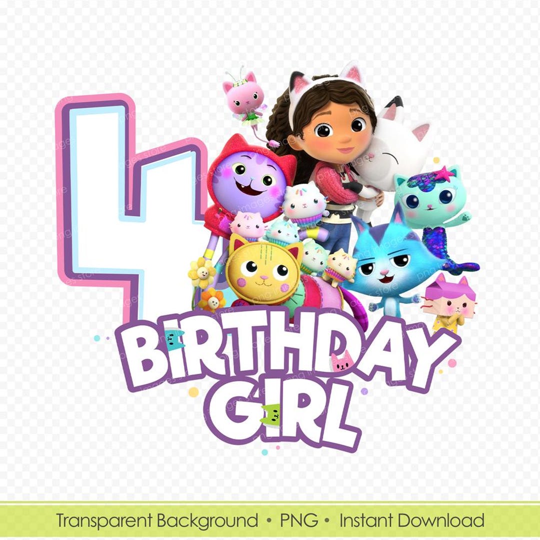 Gabby Dollhouse PNG, Gabby 4th Birthday Shirt - Printable Gabby ...