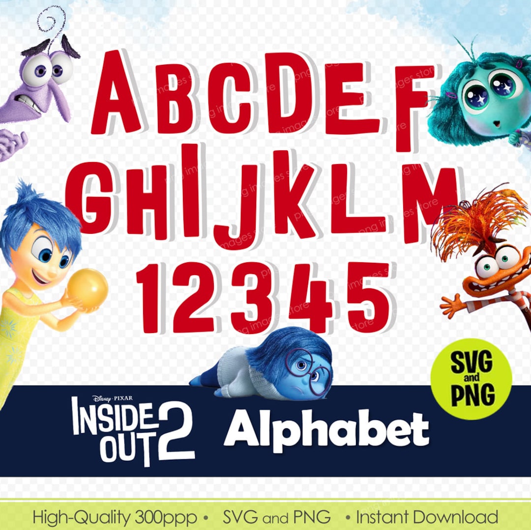 Inside Out Font SVG and PNG Alphabet, Numbers, Letters for Birthday ...