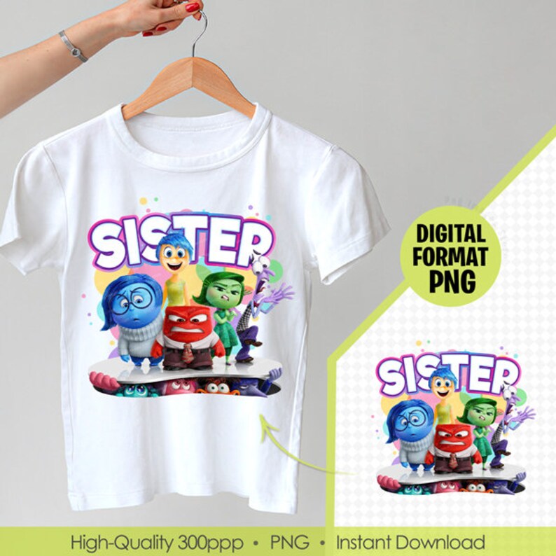 Inside Out 2 Hermana de la Cumpleañera Camisa Familia Imprimible PNG ...