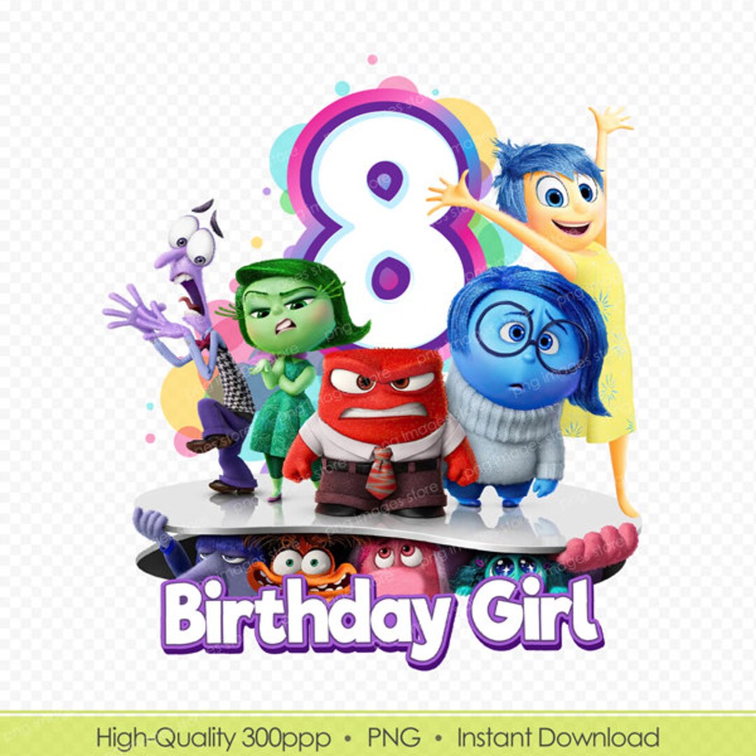 Inside Out 2 Shirt Design 8th Birthday Girl Printable PNG for Shirt ...