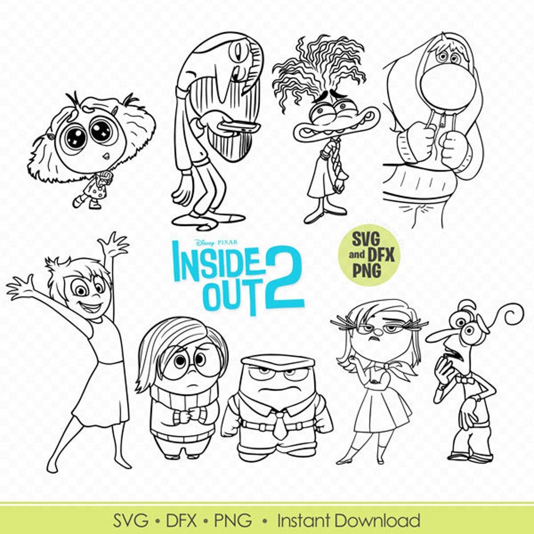Inside Out 2 SVG Characters Clipart Bundle PNG - Joy, Sadness, Anxiety ...