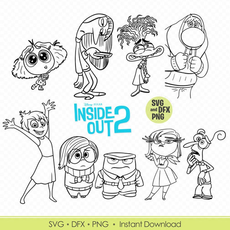 Inside Out 2 SVG Characters Clipart Bundle PNG Alegría, Tristeza ...