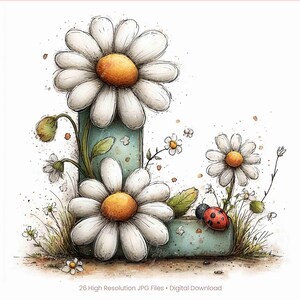 Spring Floral Alphabet Clipart Bundle, Watercolor Flower Letters A to Z ...