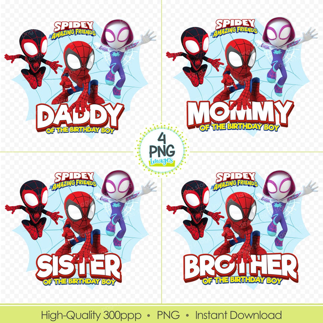 Spidey and Friends Family Birthday Shirts Design for Mommy Daddy ...