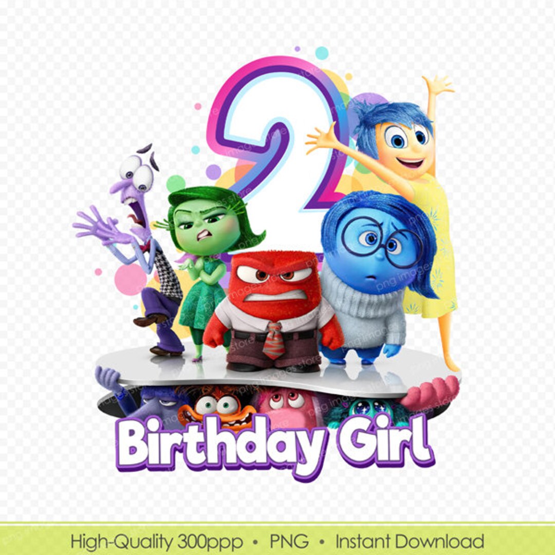 Inside Out PNG 2nd Birthday Girl Design - Printable Inside Out 2 for ...