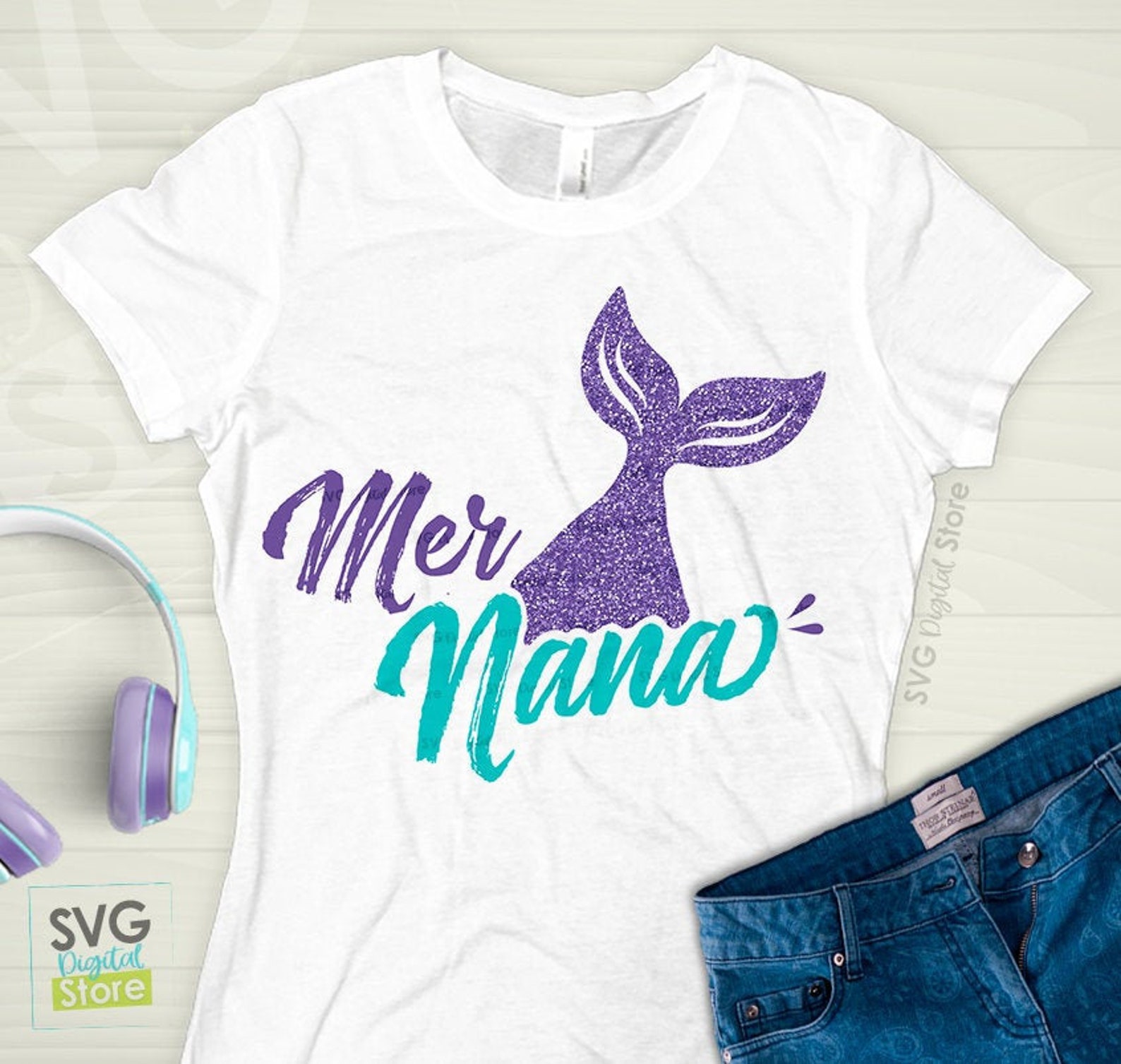 Mermaid Nana Mer Nana Svg Mermaid Birthday Mermaid Iron on | Etsy
