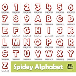 Spidey and His Amazing Friends Font SVG and PNG - Superhero Alphabet ...