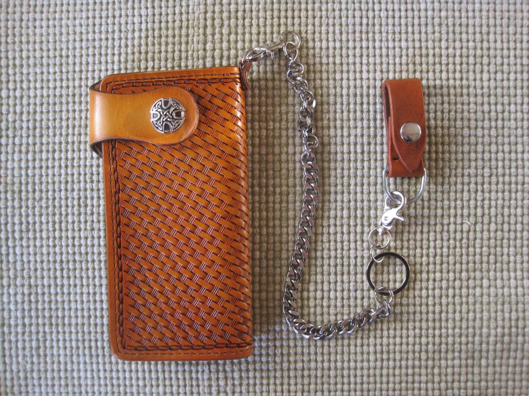 Hand Tooled Biker Wallet, Belt Loop and Chain Set. - Etsy