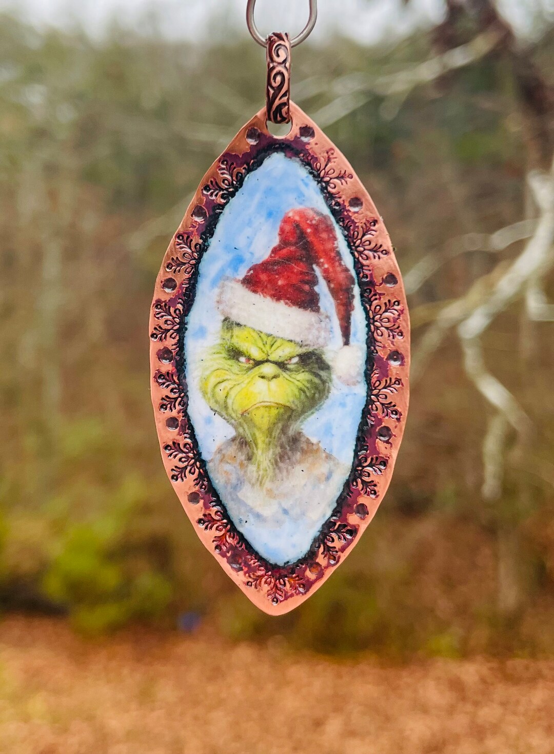 Grinch Jewelry Christmas Pendant Handmade Grinch Pendant Glass on ...
