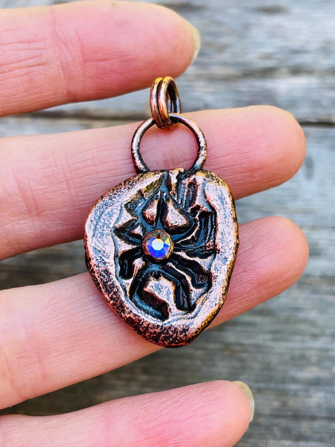 Halloween Spider Pendant With Swarovski Crystal Copper Spider Pendant ...