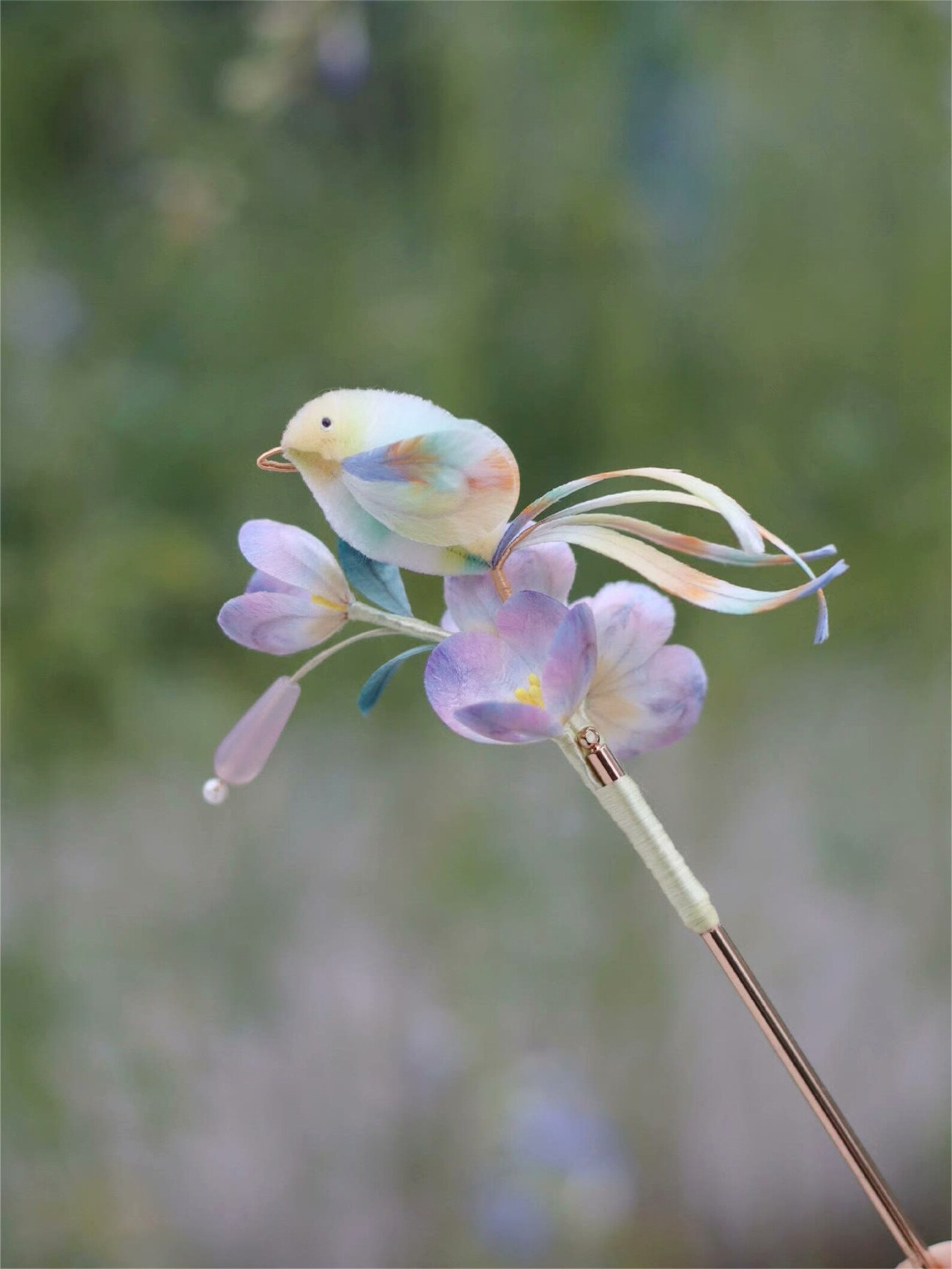 Purple Fat Bird Velvet Flower Hairpin,handmade Peach Blossom Hairpin ...