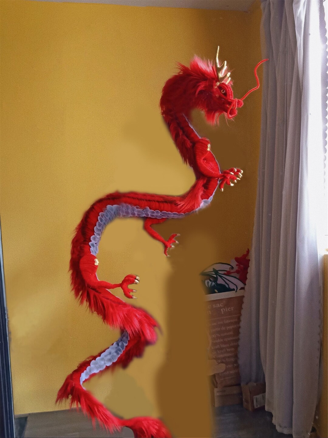 Red Eastern Divine Dragon Plush Doll,festival Decor Realistic Fantasy Dragon Plushie Toy,dragon ...