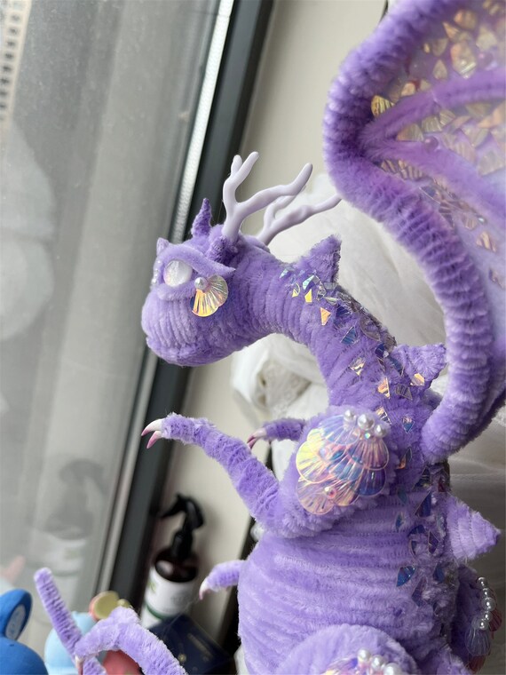 Purple Dragon Toys Cool Fantasy Dragon toys Holy Dragon Plush Doll realistic dragon plush baby doll Fairy dragon stuffed dolly gift for her