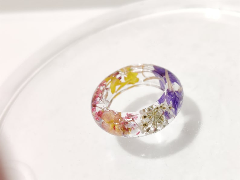 Flower Ring,handmade Pressed Flower Ring,custom Real Flower Rings ...