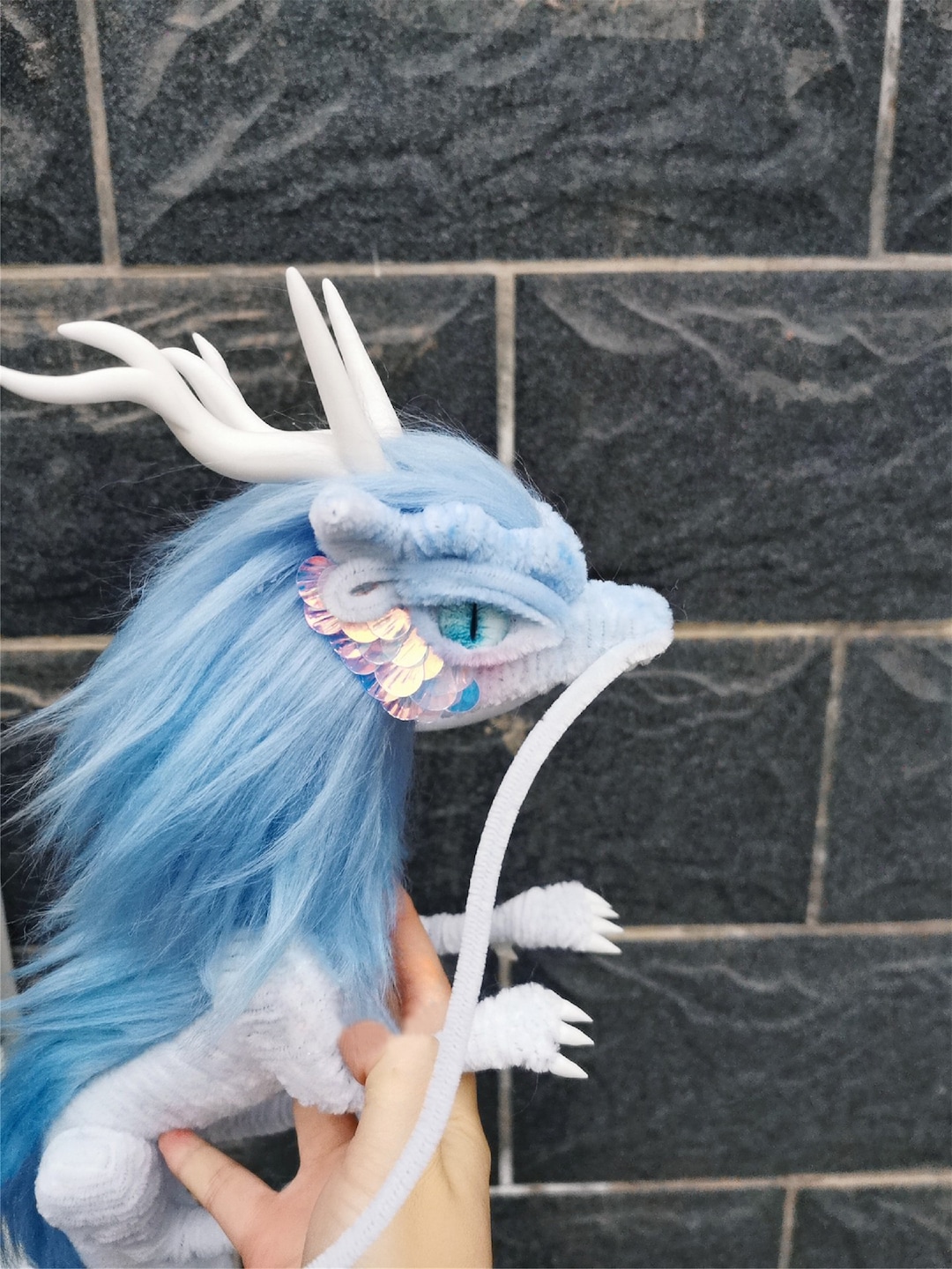 Flying Dragon Dolls,blue White Fantasy Dragon Toy,holy Dragon Plush ...
