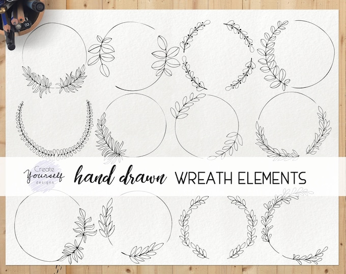Hand Drawn Floral Elements - Doodle Leaves Clipart, Floral Doodle ...