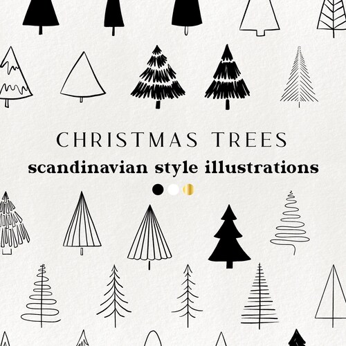 Scandinavian Christmas Tree Clip Art Christmas Illustrations - Etsy