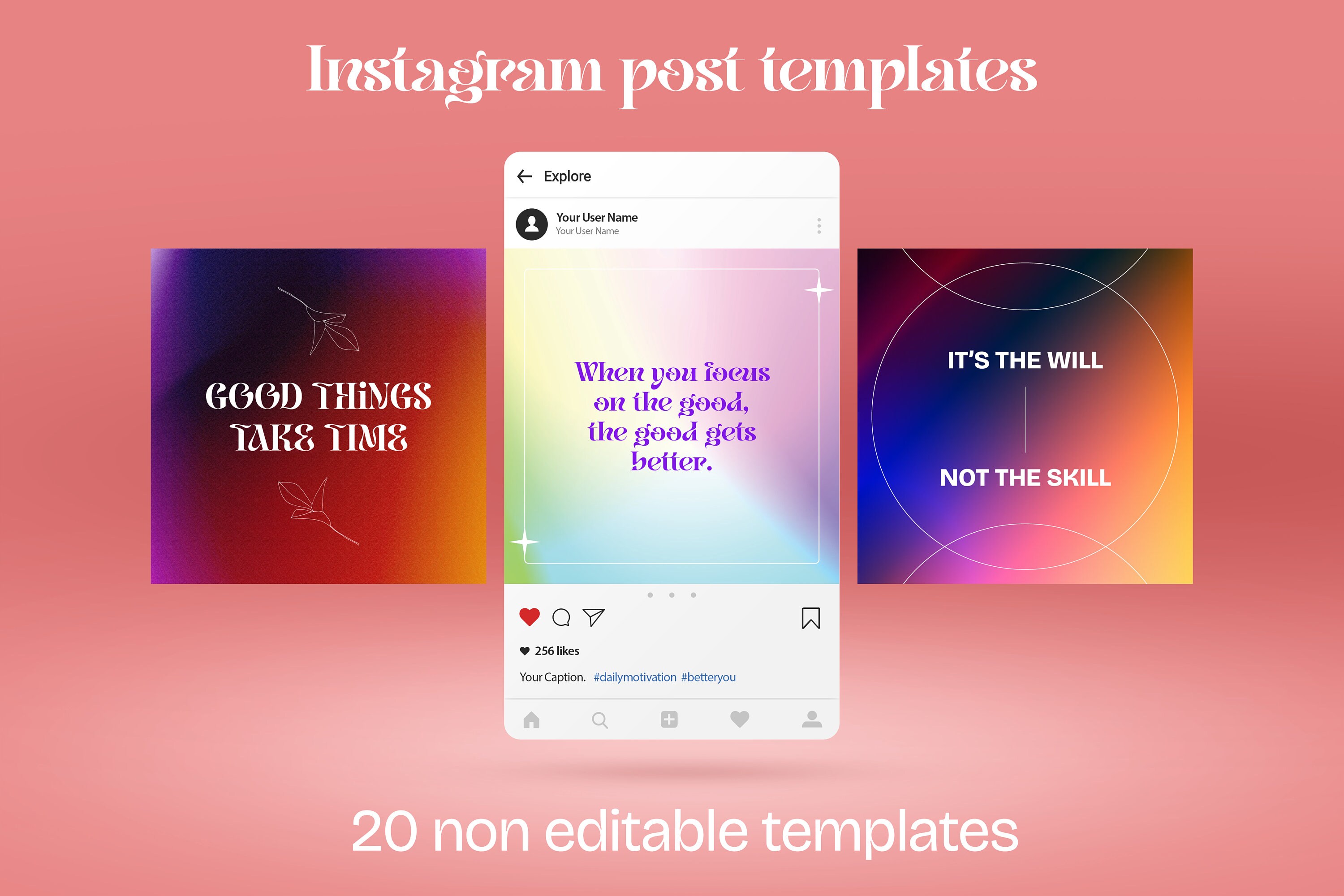 20 Instagram Posts - Motivational Quotes, Instagram Post Template ...