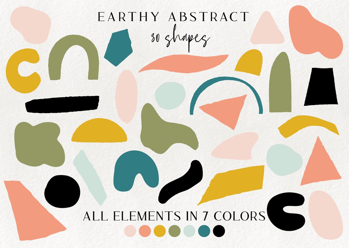 100 Earthy Abstract Design Elements Floral Illustrations, Geometric ...