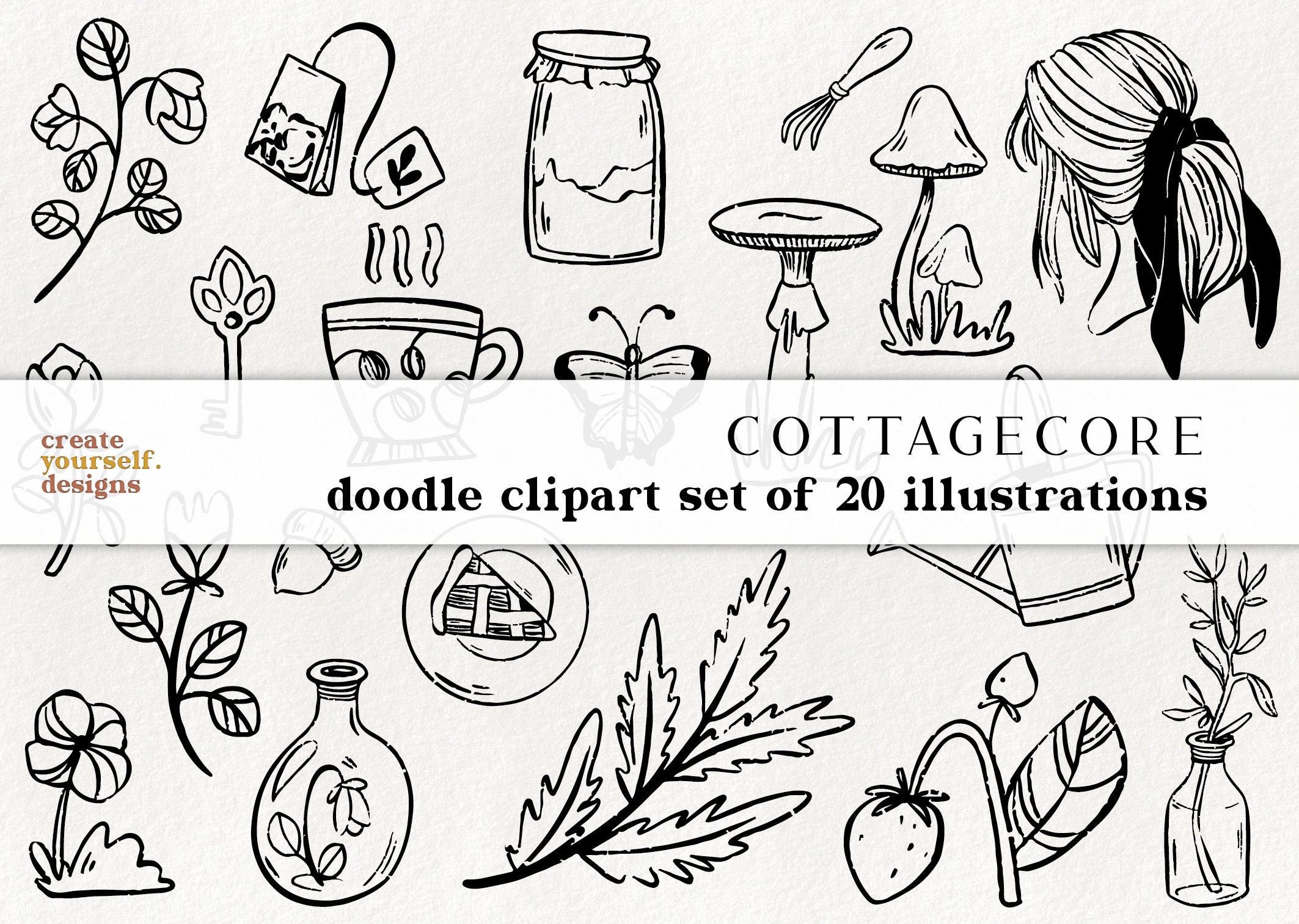 20 Cottagecore Elements - Boho Clipart, Gardening Clipart, Nature ...