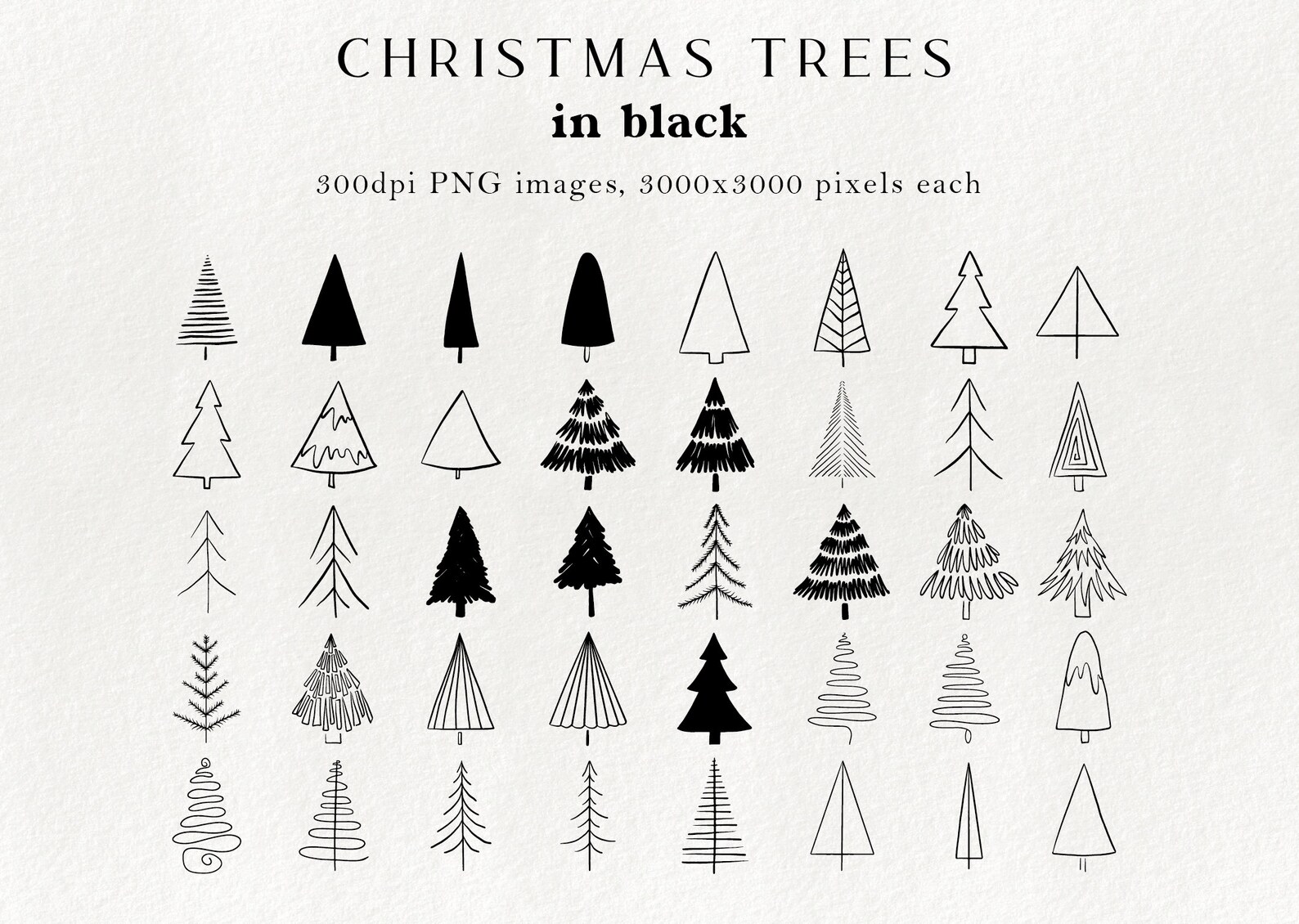 Christmas Tree Clip Art - Modern Scandinavian Christmas Illustrations ...