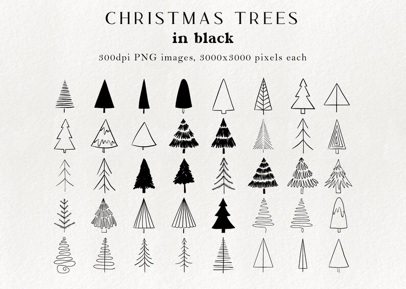 Christmas Tree Clip Art - Modern Scandinavian Christmas Illustrations ...