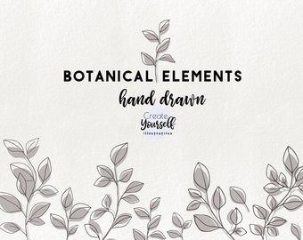 Hand Drawn Floral Elements Doodle Leaves Clipart Floral | Etsy