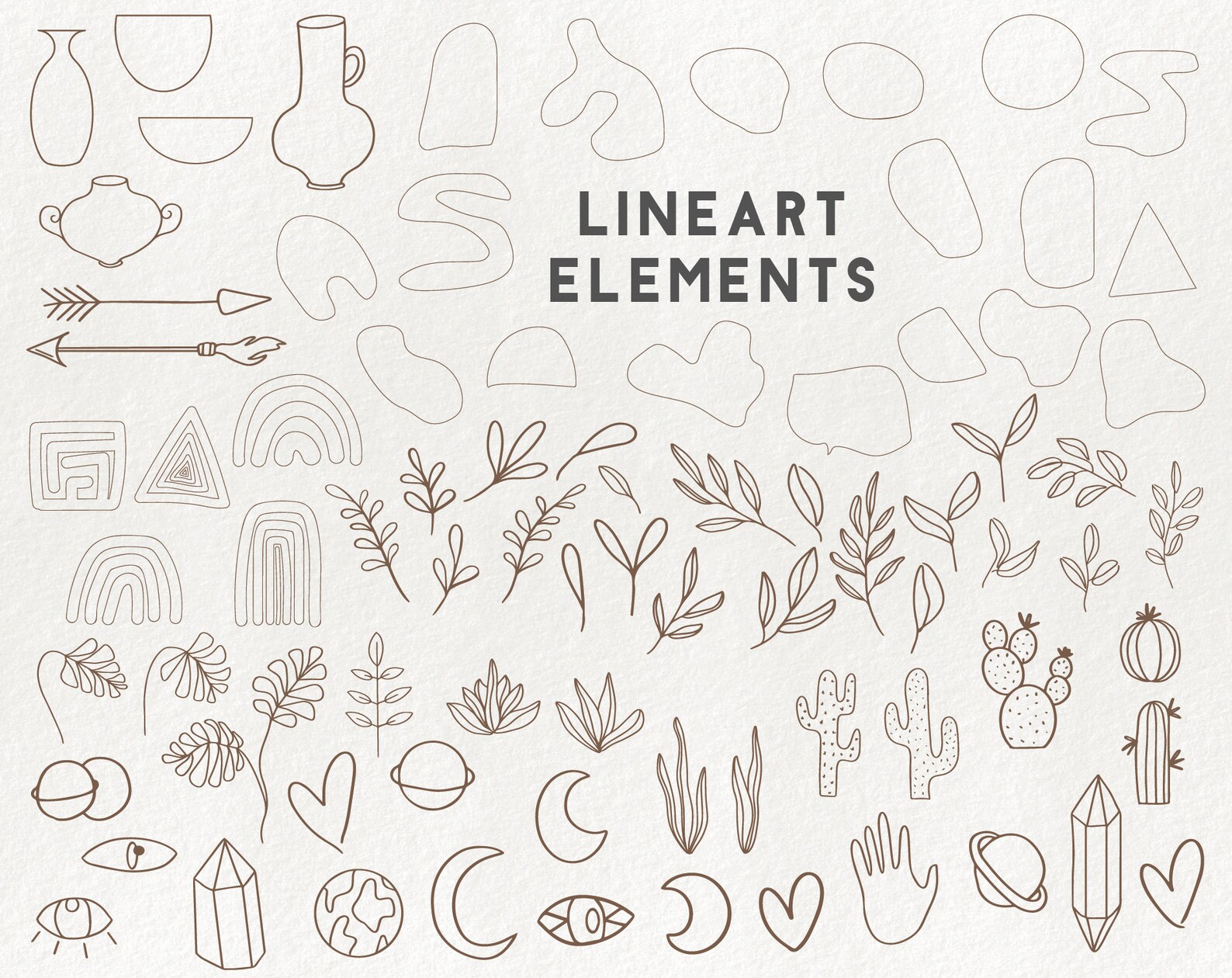 150 Modern Abstract Design Elements - Floral Illustrations, Geometric ...