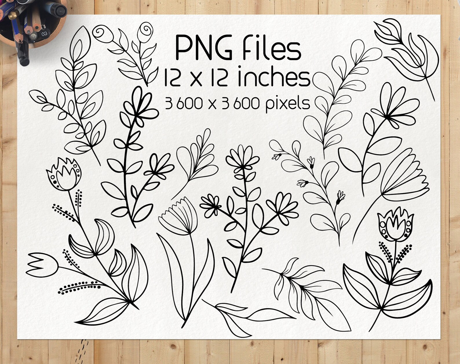Hand Drawn Floral Elements - Doodle Leaves Clipart, Floral Doodle ...