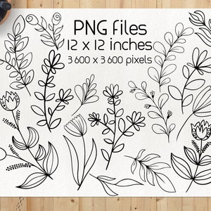 Hand Drawn Floral Elements - Doodle Leaves Clipart, Floral Doodle ...