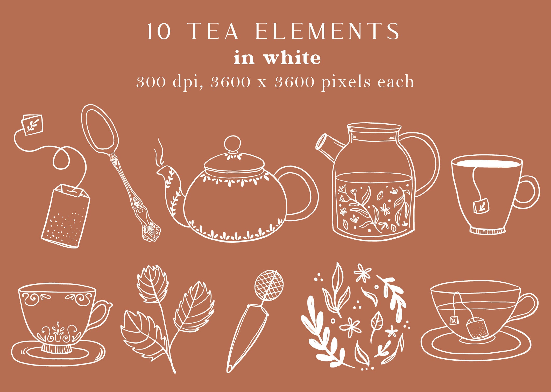 Tea Time Clip Art - Modern Scandinavian Illustrations, Doodle Tea ...