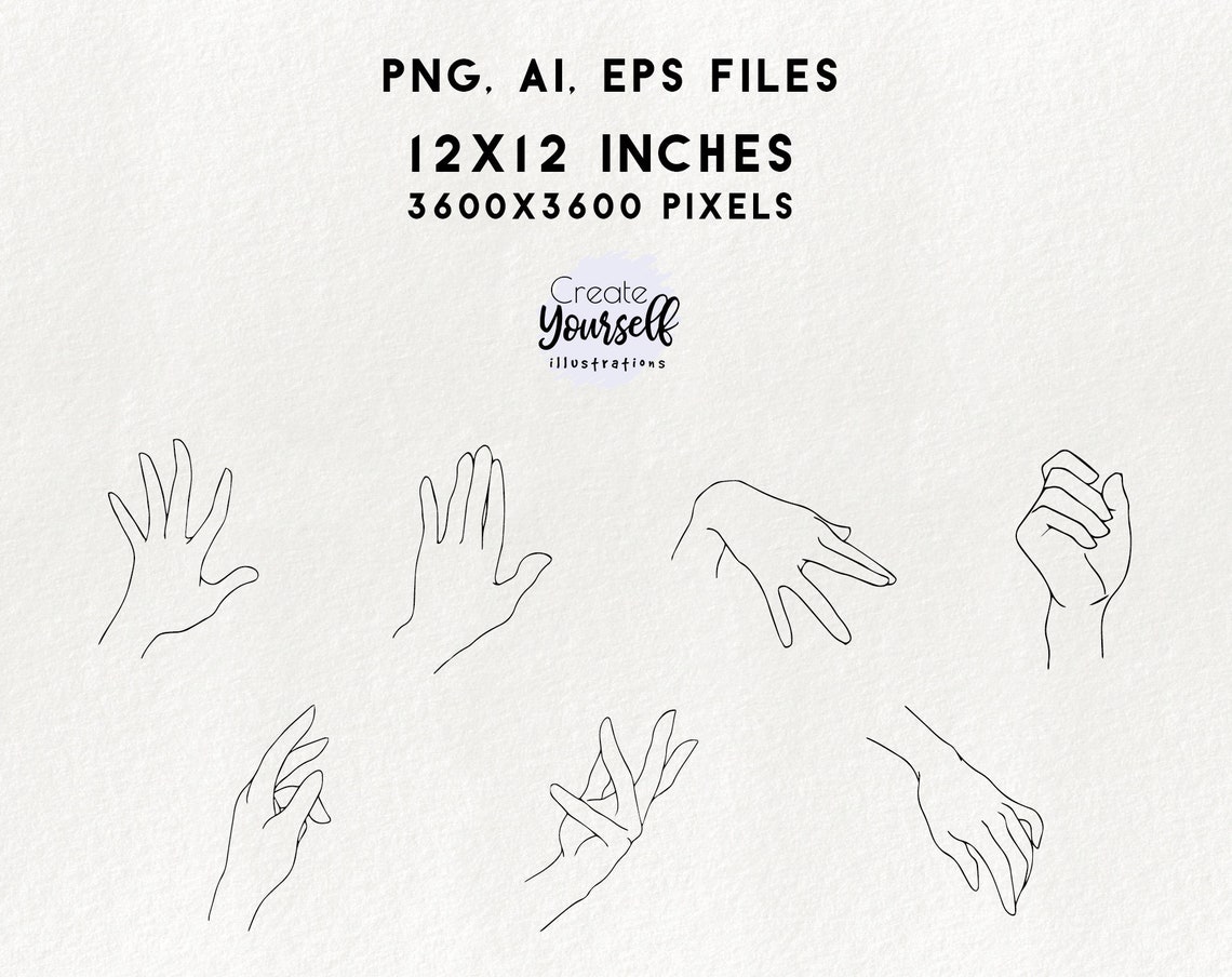Hand Clipart Doodle Hands, Hand Elements, Boho Abstract Clipart, Hand ...