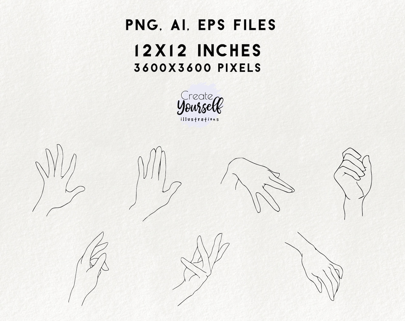 Hand Clipart Doodle Hands, Hand Elements, Boho Abstract Clipart, Hand ...