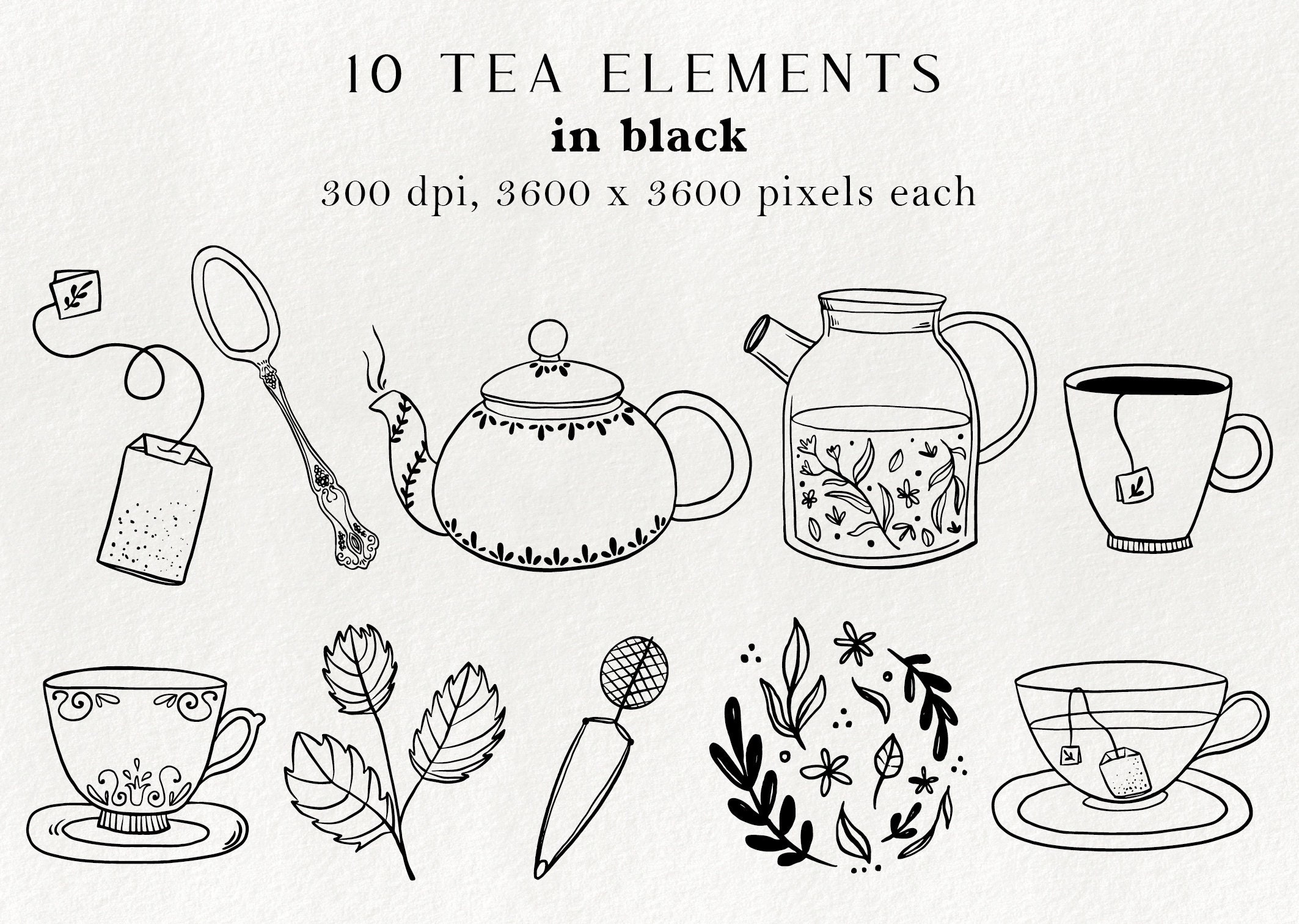 Tea Time Clip Art - Modern Scandinavian Illustrations, Doodle Tea ...