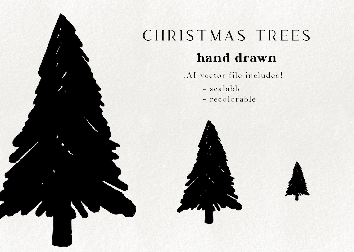 Christmas Tree Clip Art Modern Scandinavian Christmas Illustrations ...