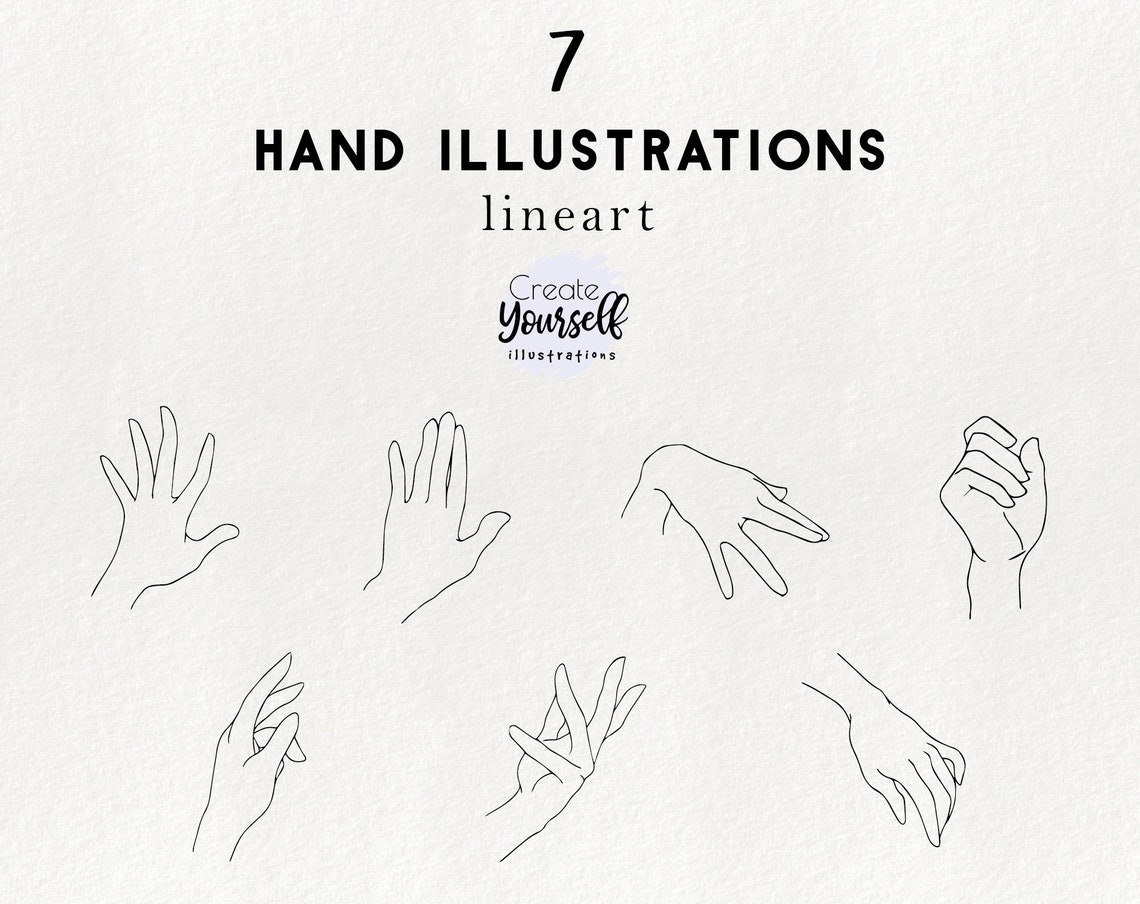 Hand Clipart Doodle Hands, Hand Elements, Boho Abstract Clipart, Hand ...
