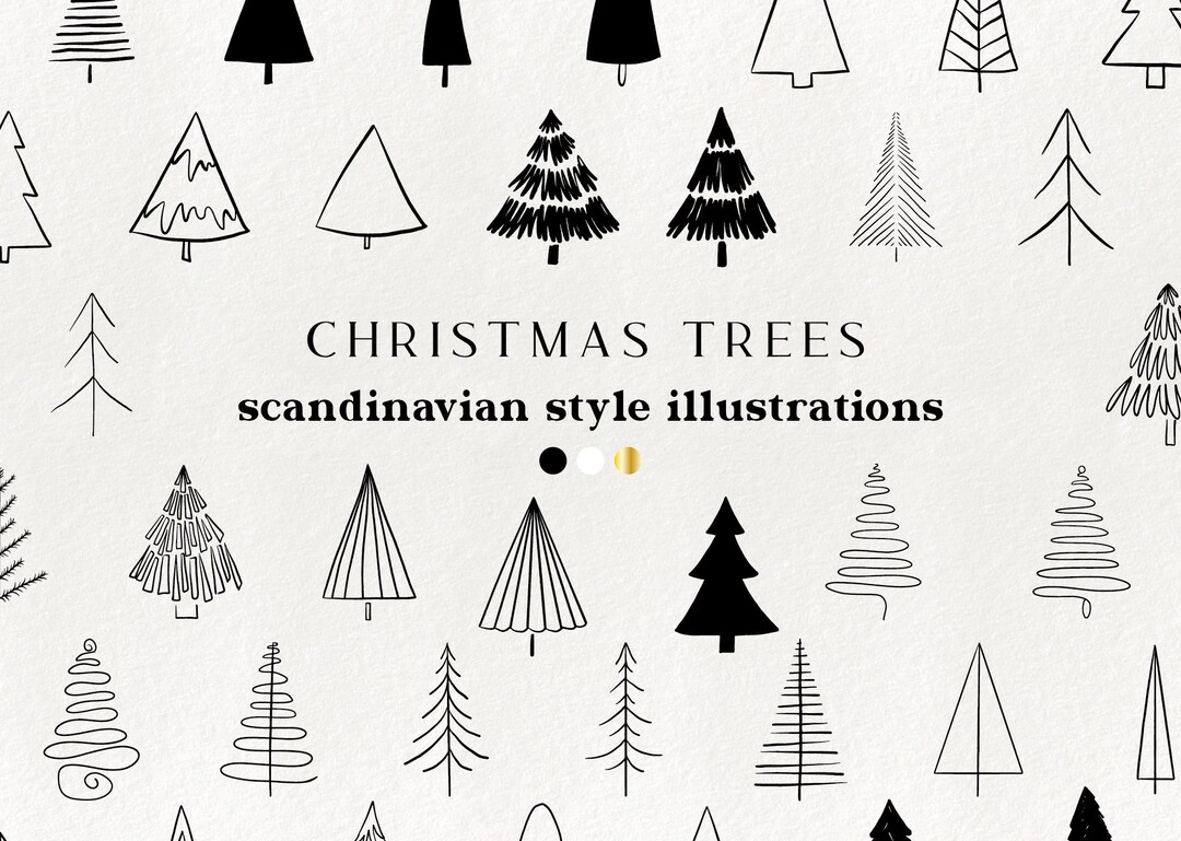 Christmas Tree Clip Art - Modern Scandinavian Christmas Illustrations ...