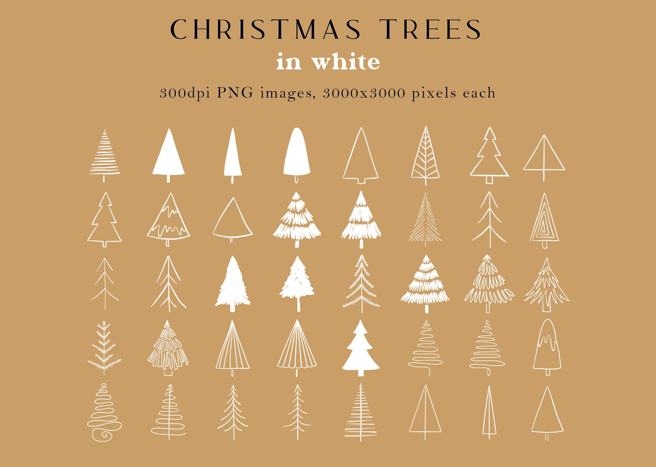Christmas Tree Clip Art - Modern Scandinavian Christmas Illustrations ...