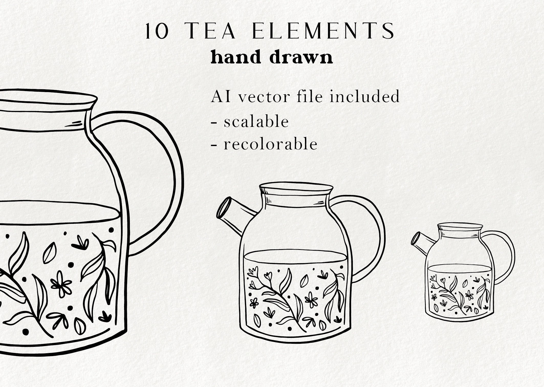 Tea Time Clip Art - Modern Scandinavian Illustrations, Doodle Tea ...