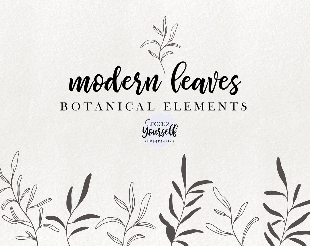 Modern Botanical Illustrations - Doodle Branch Clipart, Floral Elements ...