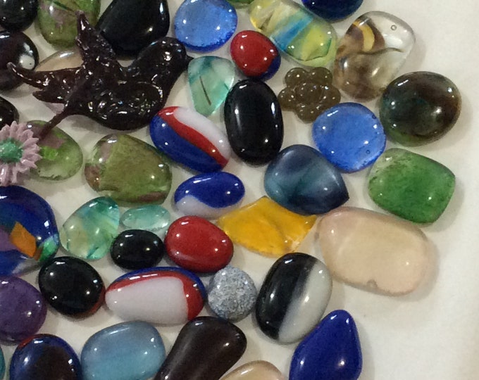 Fused Glass Cabochons 96 Coe Glass Puddles for Mosaic Art , Fused Glass ...